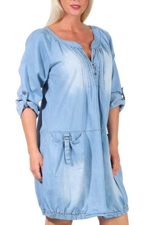 Malito more than fashion Jeanskleid malito Damen Jeanskleid, Maxikleid mit Taschen, schickes Freizeitkle Sommerkleid Strandkleid Einheitsgr&ouml;&szlig;e