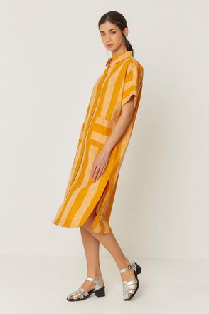 SKFK Damen vegan Hemdkleid Maiza Gelb