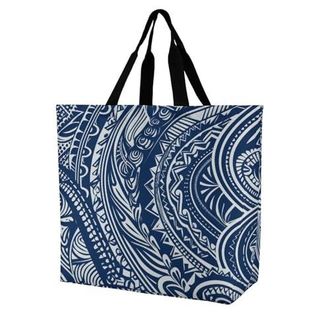 Generic Motif Tribal Maori Polyn&eacute;sien Bleu Sac Fourre Tout D&eacute;contract&eacute; Tote Bag Imperm&eacute;able Sac Courses Pour Travail Shopping Quotidienne