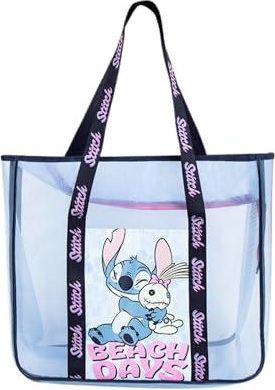 Disney Stitch Sac de Plage, Sac de Voyage Shopping, Design Transparent, Cadeau pour Femmes et Adolescentes