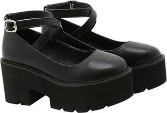 Hemoton Sandales Femme Plateforme &Eacute;l&eacute;gantes Chaussures Semelle &Eacute;paisse Noires Simples