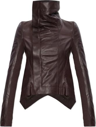 Rick Owens Femme, Vestes, Rouge, Taille: 36 FR Veste en cuir asym&eacute;trique