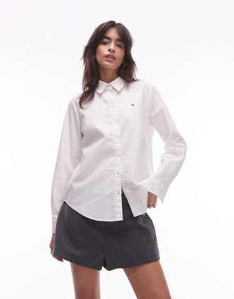 Tommy Hilfiger Locker sitzendes Oxford-Hemd in Wei&szlig;