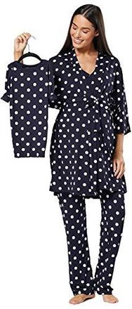 Happy Mama Femme Maternit&eacute; Ensemble Pyjama B&eacute;b&eacute; Maman Jeu Assorti 181p (Marine & Marine &agrave; Pois, 36, S)