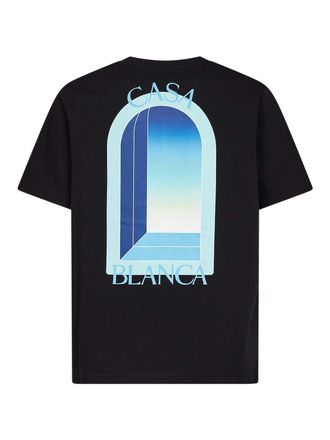 Casablanca Mens T-Shirt Gradient Larche Black Cotton Jersey Organic T-Shirts And Polos