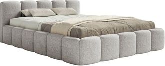 Selsey Selsey Cloudy Low - Polsterbett 200x200 mit Bettkasten und Lattenrost, hydrophobe Chenille, Hellgrau