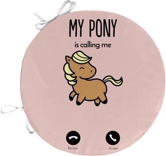 Fabulous Stuhlkissen, rund, rosa - My Pony is Calling Me Animals - Durchmesser 40 cm - Stuhlkissen