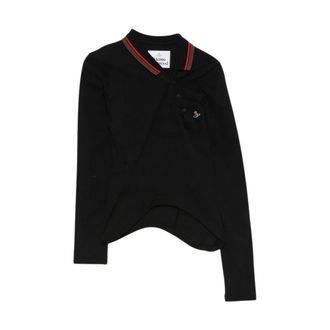 Vivienne Westwood Polo asym&eacute;trique brod&eacute; Orb - Femme - Tops - Noir - Taille: 40 FR
