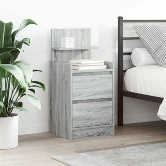 vidaXL vidaXL Table de chevet avec 2 tiroirs sonoma gris 38x34x80 cm