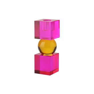 Giftcompany Sari, Kristallglas, Kerzenhalter, Kugel, 2 Cubes, pink/orange, gs, 5x14x5cm