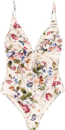Zimmermann floral-pattern swimsuit - Nude