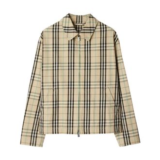 Burberry Homme, Vestes, Beige, Taille: XL Veste en Twill de Coton &agrave; Motif Vintage Check