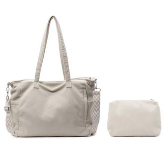 Generic Sac fourre-tout en velours c&ocirc;tel&eacute; pour femme avec sangle r&eacute;glable et pochette pour l&eacute;cole, le travail, les voyages, le shopping, beige, 350.00*220.00*