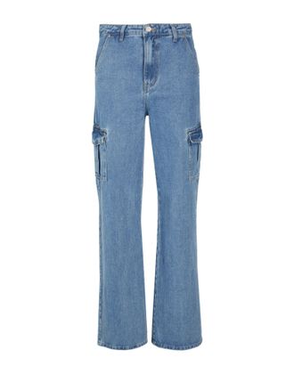 8 by YOOX ORGANIC COTTON DENIM WIDE-LEG CARGO PANTS