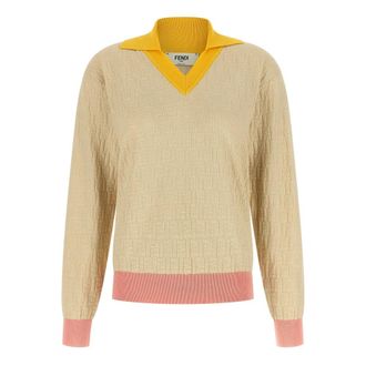 Fendi Baumwoll- und Seidenpullover - - Tops - Damen - Mehrfarbig - S