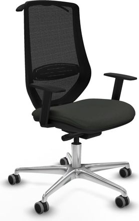 Piqueras y Crespo Schwarzer B&uuml;rostuhl mit 1D-Armen, h&ouml;henverstellbare Lendenwirbelst&uuml;tze, ausgestattet mit Syncro/Traslack und eingespritztem Schaum. Mit Rollen von 65 