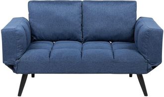 Beliani Modernes Schlafsofa Marineblau mit Polsterbezug verstellbaren Armlehnen Brekke