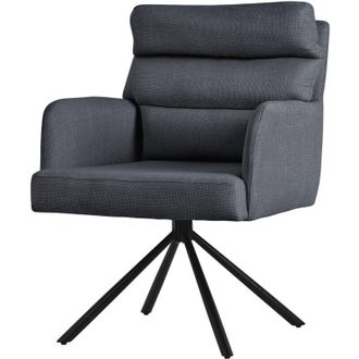 ML Design Esszimmerstuhl drehbar Anthrazit, Wohnzimmerstuhl mit Armlehne & Rückenlehne, Drehstuhl Auto-Position, Polsterstuhl mit Polyesterbezug & abnehmbares