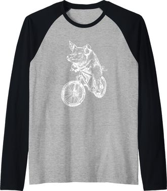 Seembo Schwein Reitrad Lustiges Schwein Radfahren Fahrrad Cool Tier Biker Raglan