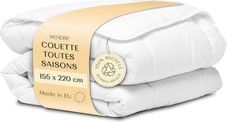 Wendre Couette Tempérée 155x220 cm - 300 g/m² Mi-Saison, Anti-Acarien, Certifiée Oeko-TEX, Couette 1 Personne - Microfibre Douce et Respirante, Idéale Toutes