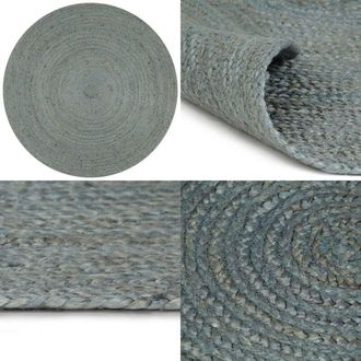 vidaXL Teppich Handgefertigt Jute Rund 90 cm Olivgr&uuml;n - Naturfaser Teppich - Jute Teppich - Runder Teppich - Wohnzimmer Teppich - Schlafzimmerschmuck - Home