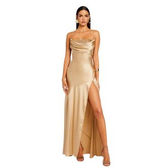 Retrof&ecirc;te Schickes Satinkleid - - Dresses - Damen - Gelb - XL