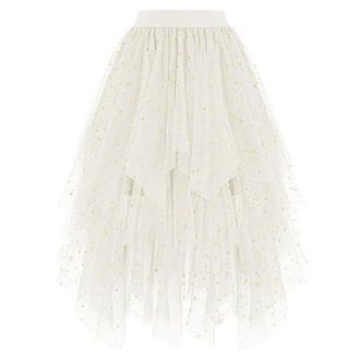 Generic Jupe en tulle longue pour femme - Avec paillettes - Taille haute - Jupe tutu &agrave; paillettes - Jupe en maille multicouche - Jupe bouffante - Costume de c
