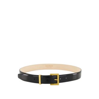 Balmain Femme, Accessoires, Noir, Taille: 85 CM Ceinture parfum&eacute;e en cuir verni ray&eacute;