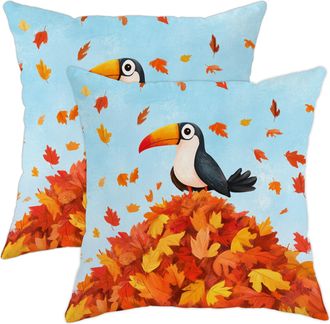 Generic Niedlicher Herbsttukan Kissenbez&uuml;ge Dekorative Dekokissen Luxuri&ouml;se Sofakissenbezug F&uuml;r Bett Schlafzimmer B&uuml;ro 45X45Cm 2Er Set