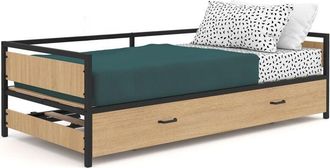 IDMarket Lit banquette 90 x 190 cm detroit convertible 180 x 190 cm style industriel