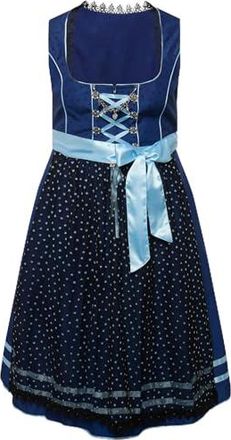 Ulla Popken Dirndl, Herzen, Zierkette, Carree-Ausschnitt, &Auml;rmellos Robe, Noir Bleu, 56 Femmes