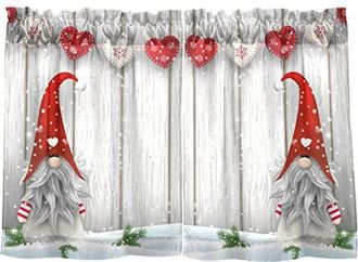 Mnsruu Rideaux de cuisine, rideaux courts de nain de No&euml;l &agrave; 2 panneaux pour No&euml;l, 68,6 x 91,4 cm
