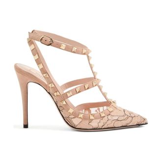 Valentino Garavani Rockstud Lace Pump With Straps - - Shoes - Damen - Rosa - 40 EU