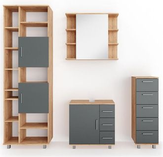 Vicco Badmöbel-Set Ilias, Eiche, 4 Teile