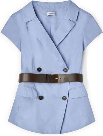 Motivi Femme, Vestes, Bleu, Taille: 46 FR Blazer crois&eacute; &agrave; manches courtes