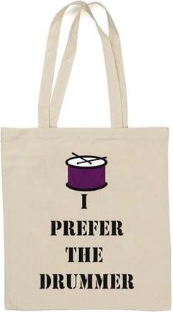 Generic Sac fourre-tout en coton naturel avec inscription « I prefer the drummer » Blanc