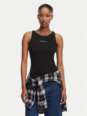 Tommy Jeans Top Ess Logo 1 DW0DW22806 Schwarz Slim Fit