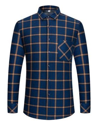Minetom Chemise &agrave; Carreaux pour Hommes &agrave; Manches Longues Chemises Casual Flanelle Chaud Polaire Shirt Tops avec Poche Boutonn&eacute;e B Kaki L