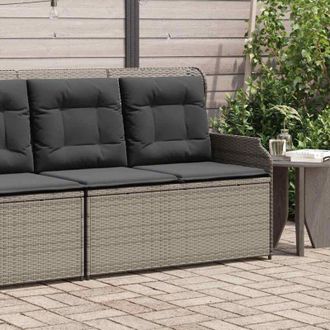 vidaXL Gartenbank Verstellbar mit Kissen Grau Poly Rattan vidaXL274229