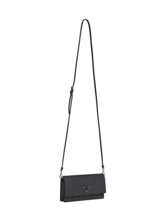 Prada Womens Mini Shoulder Bag Black Calf Leather