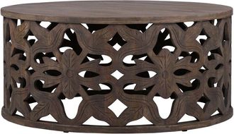 WOMO-DESIGN Womo-design - Couchtisch Dschidda &oslash; 100x45 cm rund, Natur, Unikat, handgefertigt aus Massivholz Mangoholz, Moderne Holzoptik, Vintage, Sofatisch