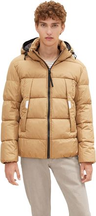 Tom Tailor Herren Puffer Jacke mit abnehmbarer Kapuze 1032429, 12912 - Splashed Clay Beige, L