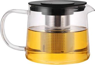 BESTONZON 1500 ml Glas Teekanne Teebereiter Glaskanne Edelstahl mit Infuser Teesieb Hitzebeständige für Tee Kaffee Teeblumen Teerosen (Transparent)
