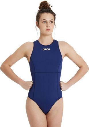 Arena Damen Team Solid Water Polo Einteiler Wassersport Badeanzug, Navy-Weiß, 38