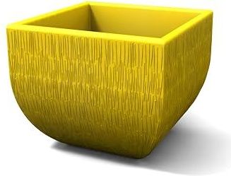 KLORIS Moderne quadratische Vase Mittelmeer, rustikal, 35 x 35 cm, Höhe 31 cm, Farbe Gelb, hergestellt in Italien