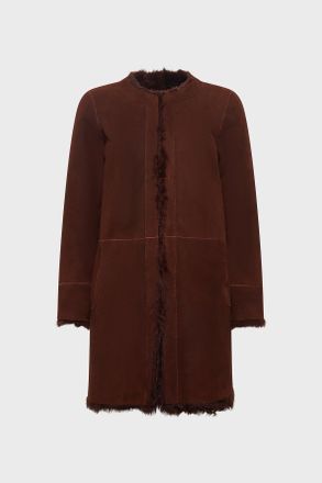 Gerard Darel Manteau r&eacute;versible en peau lain&eacute;e - ALIZEE - Ecorce