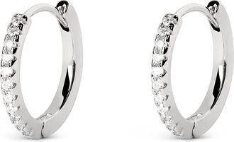 Singularu Cleo L Creolen. Sterlingsilber mit Rhodium-Beschichtung und Zirkonia. Schmuck f&uuml;r Damen