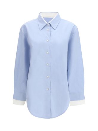 Acne Studios Womens Button-Up Shirt Light Blue-White Cotton Blue/white