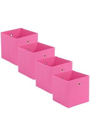 CARRYHOME Faltbox, Silber, Pink, Metall, Textil, Karton, 32x32x32 cm, faltbar, Ordnen & Aufbewahren, Aufbewahrungsboxen, Faltboxen