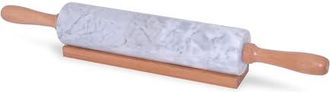 K&uuml;chenprofi K&uuml;chenprofi Teigrolle aus Marmor mit Holzablage in der Farbe Grau-Braun, Ma&szlig;e: 5,9cm x 5,9cm x 47,3cm, 10 0248 10 47